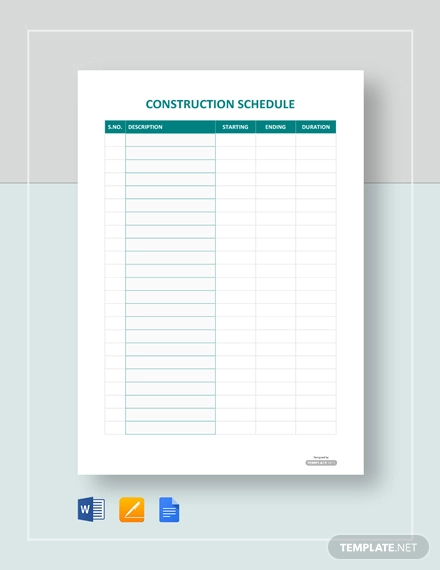 21+FREE Construction Schedule Templates - Word, PDF, Excel, Google Docs