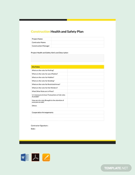 Construction Safety Plan Template - 10+ Word, PDF Documents Download