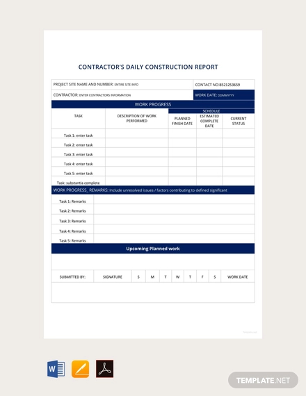 27+ Daily Construction Report Templates - PDF, Google Docs, MS Word ...