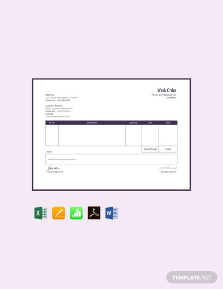 47+ Work Order Templates - Word, Google Docs