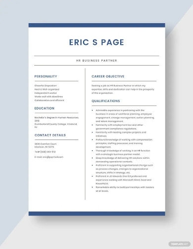 HR Resume Format Template - 30+ Free Word, PDF Format Download!