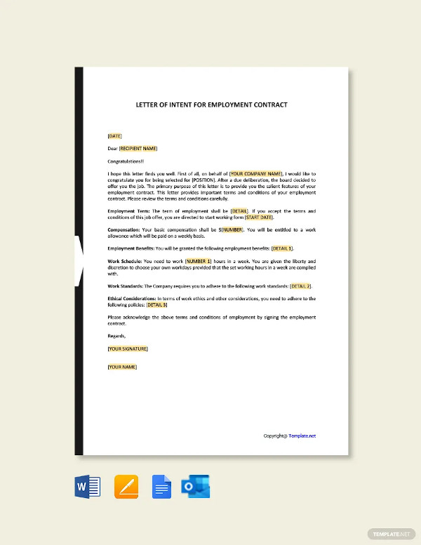 14+ Sample Employment Letter of Intent Templates - PDF, DOC