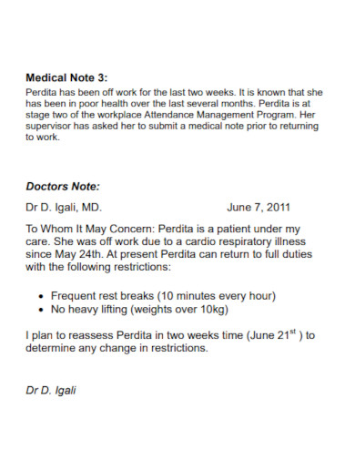 Free 14+ Printable Doctor's Note for Work Templates, PDF, Word