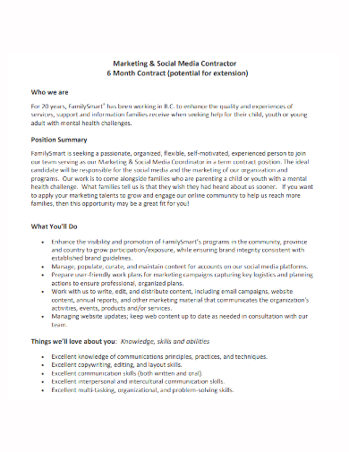 11 Social Media Marketing Contract Templates PDF Word