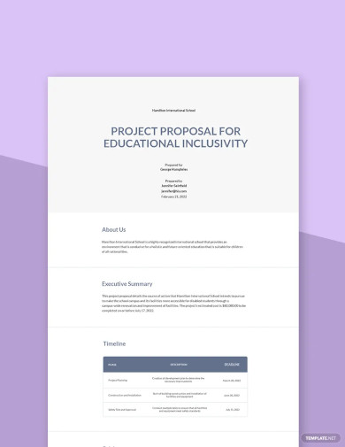 School Project Proposal Template- 16+ Word, PDF Format Download