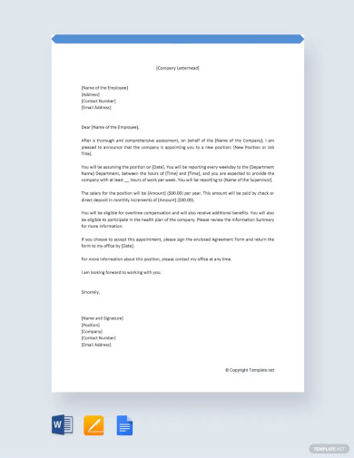 Employee Appointment Letter Templates - 12+ Word, PDF Format Download