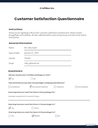 14+ Customer Satisfaction Questionnaire Templates in PDF | DOC