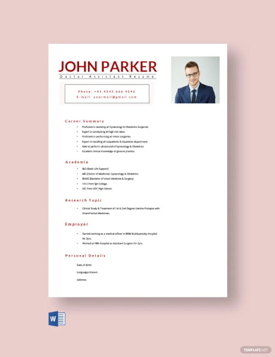 Doctor Curriculum Vitae Template - 17+ Word, PDF Document Downloads