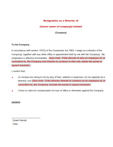 Sample Director Resignation Letters - 14+ Free Sample, Example Format ...