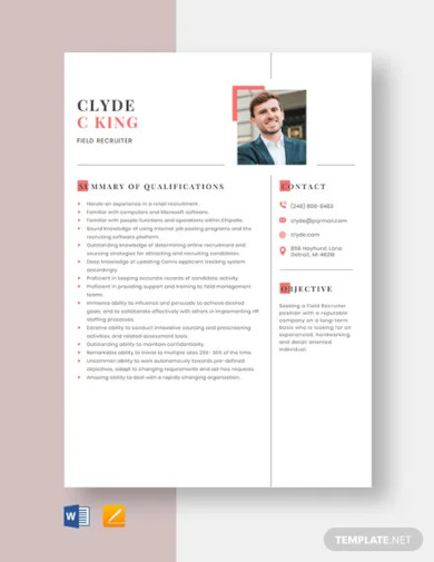 9+ FREE HR Recruiter Resume Templates in PDF | MS Word