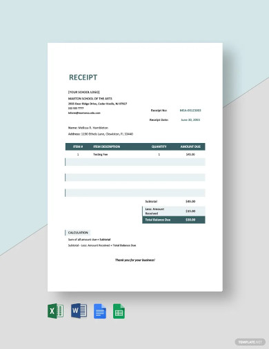 24+ School Receipt Templates - Free Word, PDF Format Download
