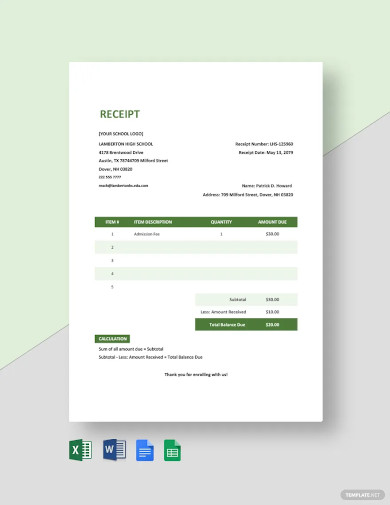 24+ School Receipt Templates - Free Word, PDF Format Download
