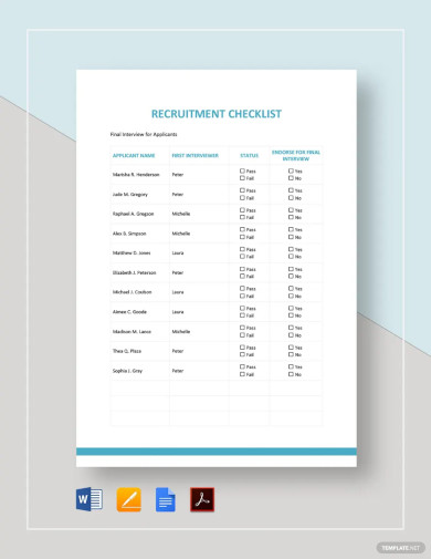 11+ Recruitment Checklist Templates in PDF | MS Word