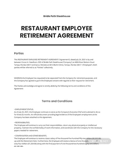 9+ Retirement Agreement Templates in Google Docs | Word | Pages | PDF