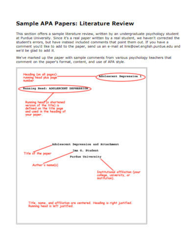 Examples Of Literature Review Headings