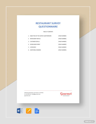 10 Food Survey Questionnaire Templates In Pdf Ms Word Pages
