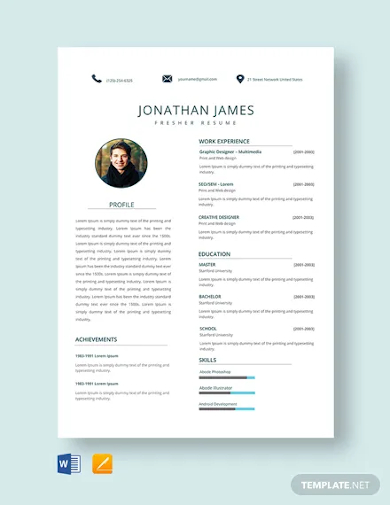 28+ Fresher Resume Templates in Word