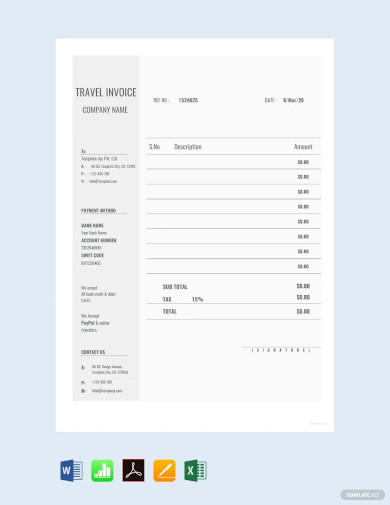 26+ Travel Invoice Templates - PDF, Docs, Excel