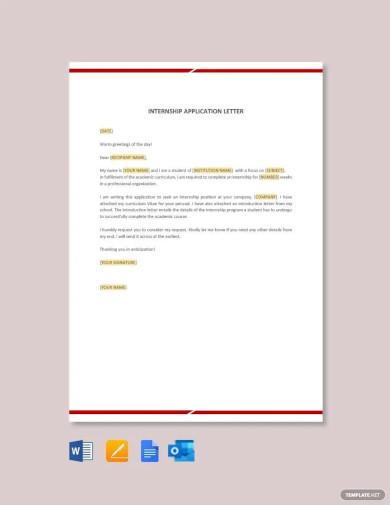 19+ Internship Application Templates in Google Docs | Word | Outlook ...