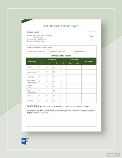 34+ Report Card Templates- Word, Docs, PDF, Pages