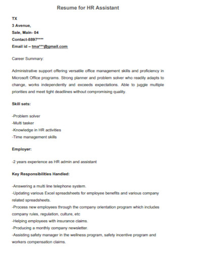 12+ HR Fresher Resume Template - Word, PDF Format Download!