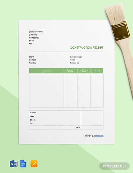 12+ FREE Construction Receipt Templates - DOC, PDF
