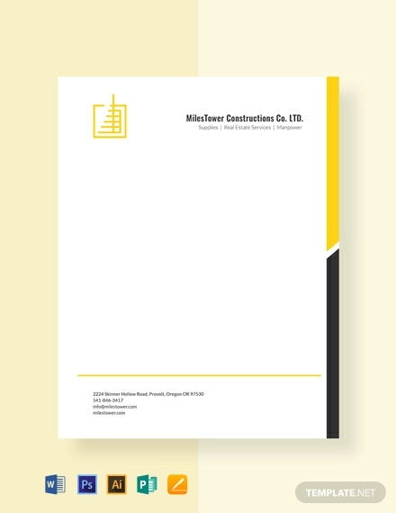 Construction Company Letterhead Template - 13+ Free Word, PDF ...