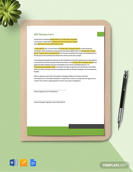 11+ Construction Release Form Templates - DOC, PDF