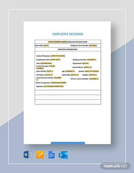 32+ Employee Record Templates in Word | Apple Pages | Google Docs | PDF ...