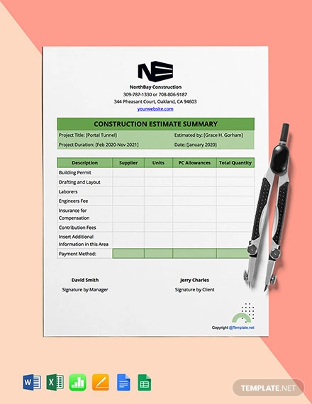 20 FREE Construction Estimate Templates Google Docs Google Sheets 