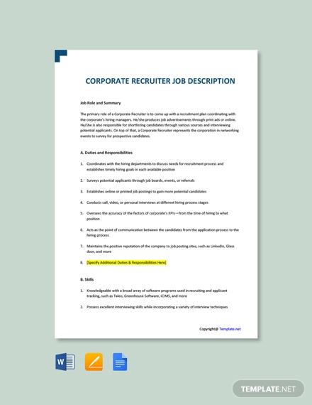 13+ FREE HR Recruiter Job Description Templates in PDF | MS Word