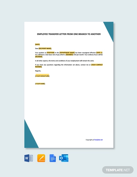 HR Transfer Letter Template - 9+ Free Word, PDF Format Download!
