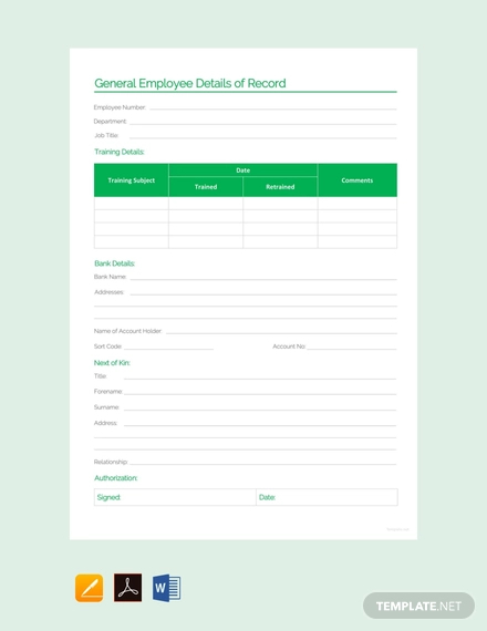32+ Employee Record Templates in Word | Apple Pages | Google Docs | PDF ...
