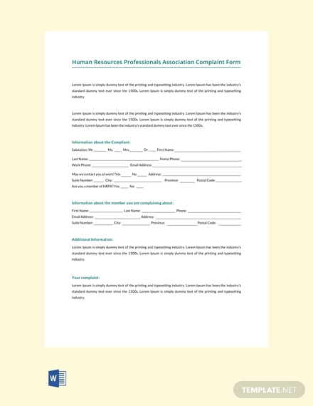 26+ HR Complaint Forms - Free Sample, Example Format