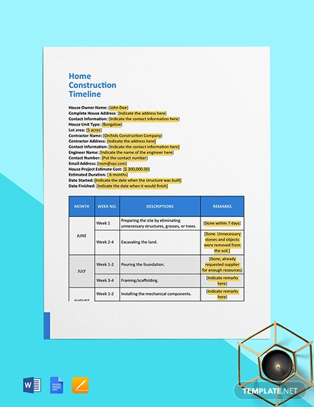 17 Construction Timeline Templates Google Docs Word Pages PDF
