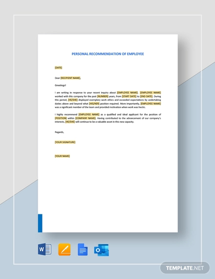 26+ FREE Employee Recommendation Letters - PDF, DOC
