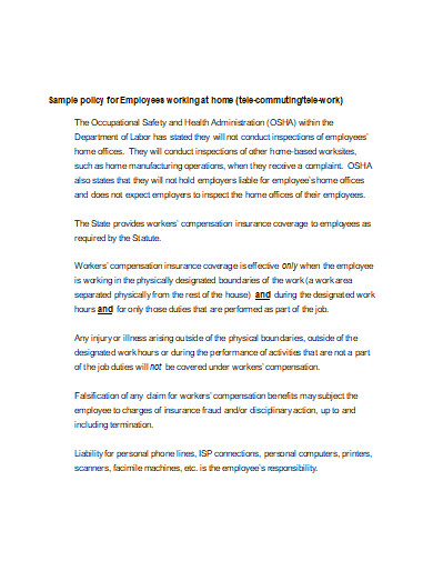 FREE 11+ Work From Home Policy Templates in PDF | MS Word | Google Docs