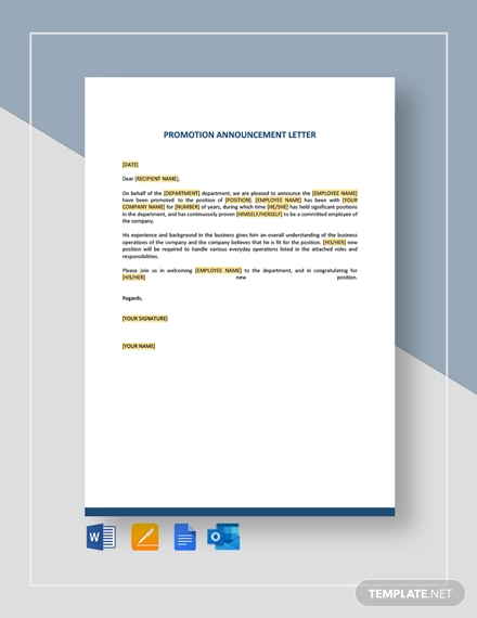 21+ FREE Promotion Letter Templates - PDF, DOC, Apple Pages, Google Docs