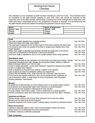 FREE 8+ Work From Home Checklist Templates in PDF | MS Word | Google Docs