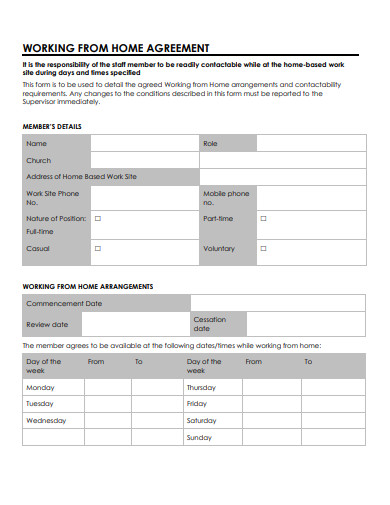 FREE 11+ Work From Home Agreement Templates in PDF | MS Word | Google Docs
