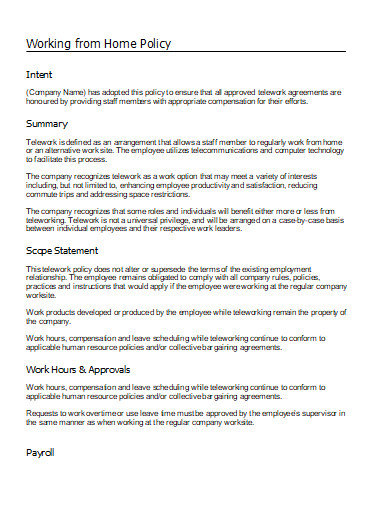 FREE 11+ Work From Home Policy Templates in PDF | MS Word | Google Docs
