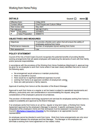 FREE 11+ Work From Home Policy Templates in PDF | MS Word | Google Docs