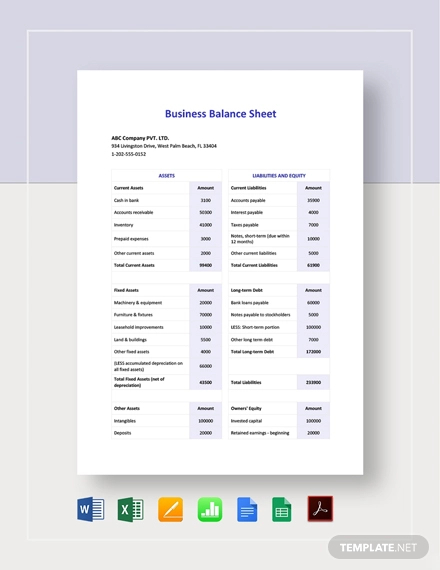 8+ Real Estate Balance Sheet Templates in PDF | Excel