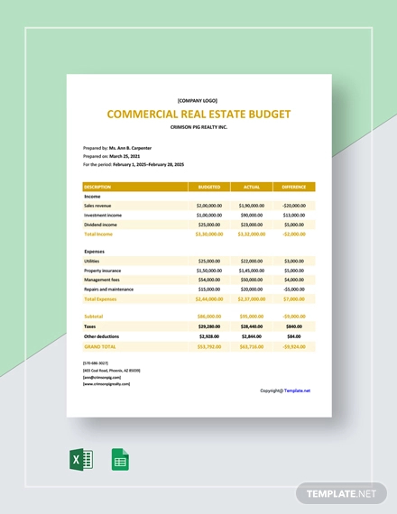 8+ FREE Real Estate Development Budget Templates in PDF, Word | Free ...