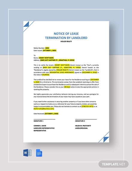 14+ FREE Real Estate Termination Notice Templates in PDF | Word | Free ...