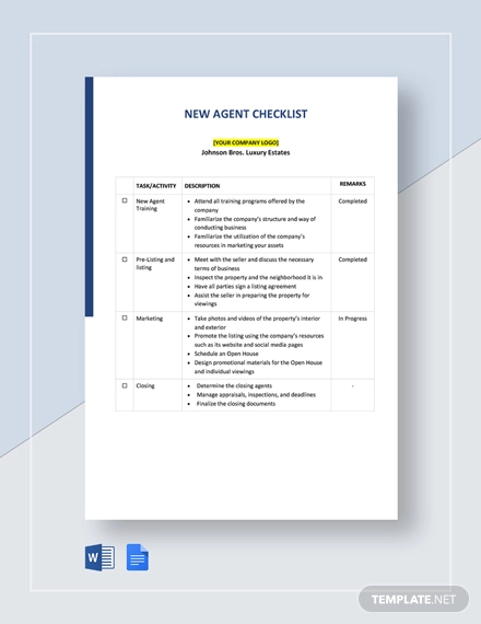 8+ FREE Real Estate Checklist Templates for Agents in PDF, Word
