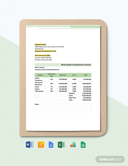 9+ Real Estate Commission Invoice Templates in PDF | DOC