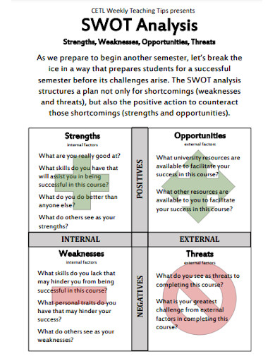 11 Student SWOT Analysis Templates PDF