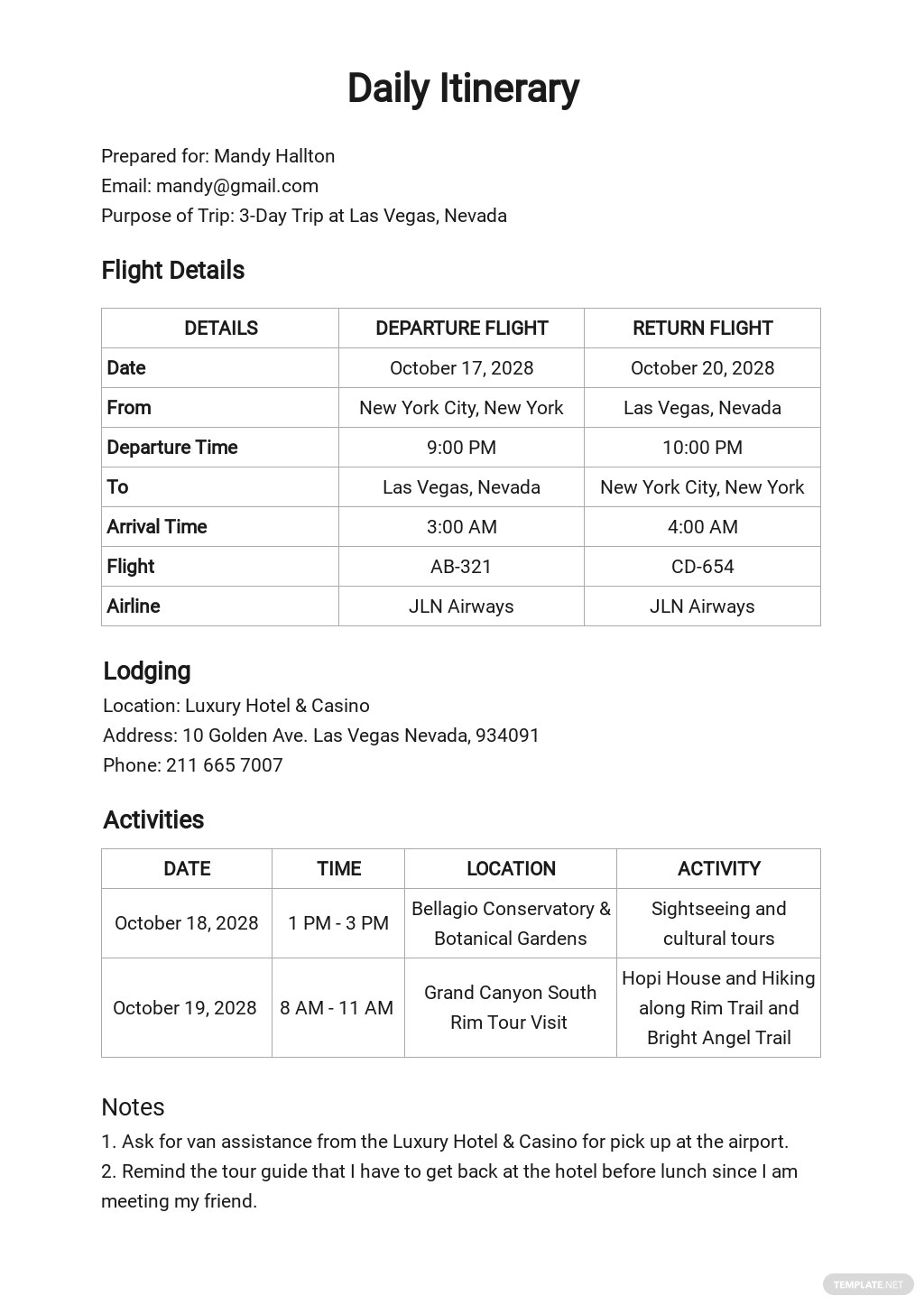 50 Itinerary Samples Format Examples 2023