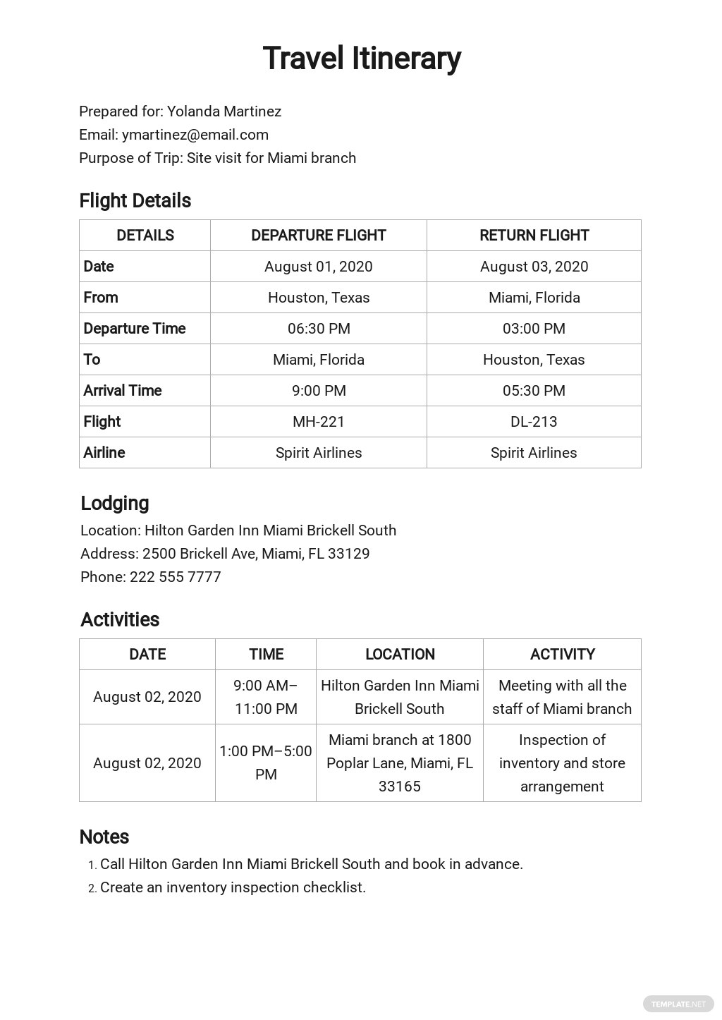 50 Itinerary Samples Format Examples 2023